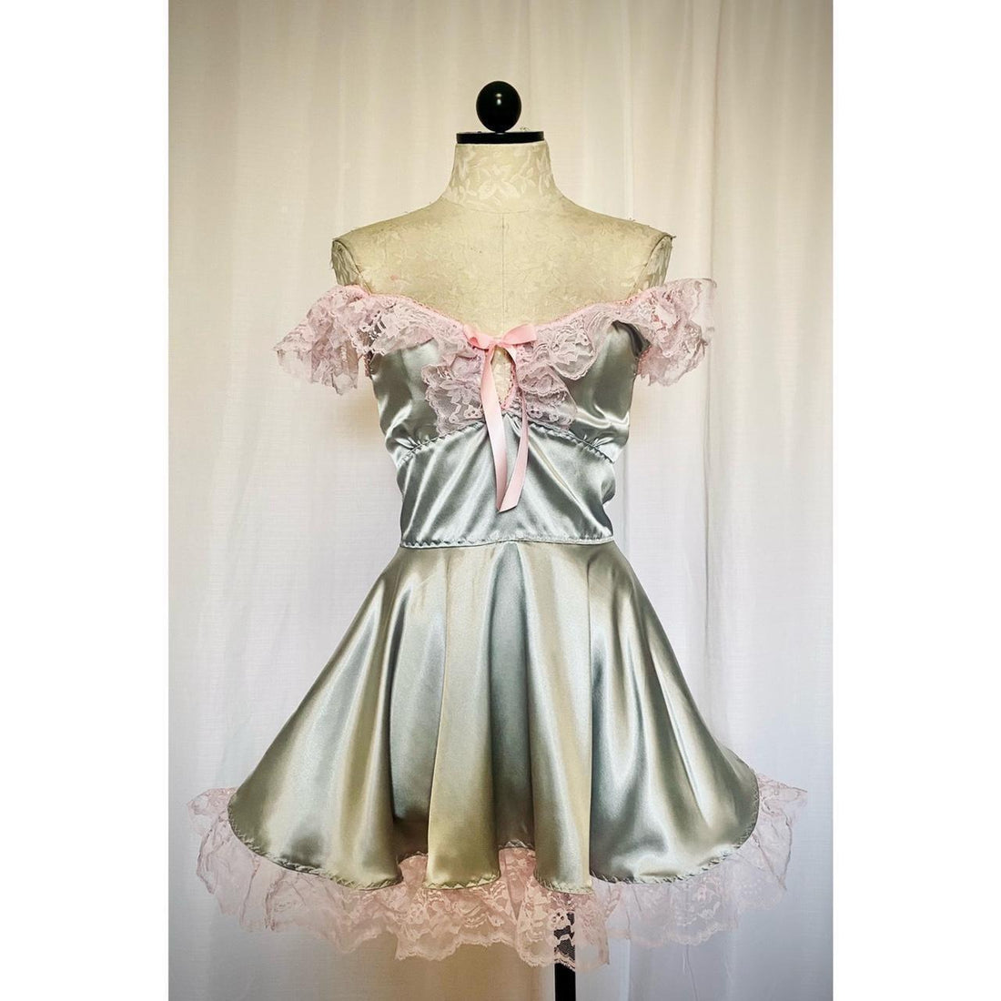 The Kathryn Dress in Silver with Pink Lace – Malicious Designs
